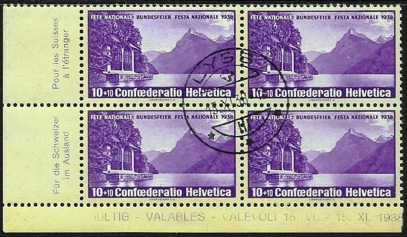 1938 Tellskapelle B1 Eckrand-Viererblock o LYSS top ab 1.- (Gebraucht) in Zürich für CHF 5 – mit ...