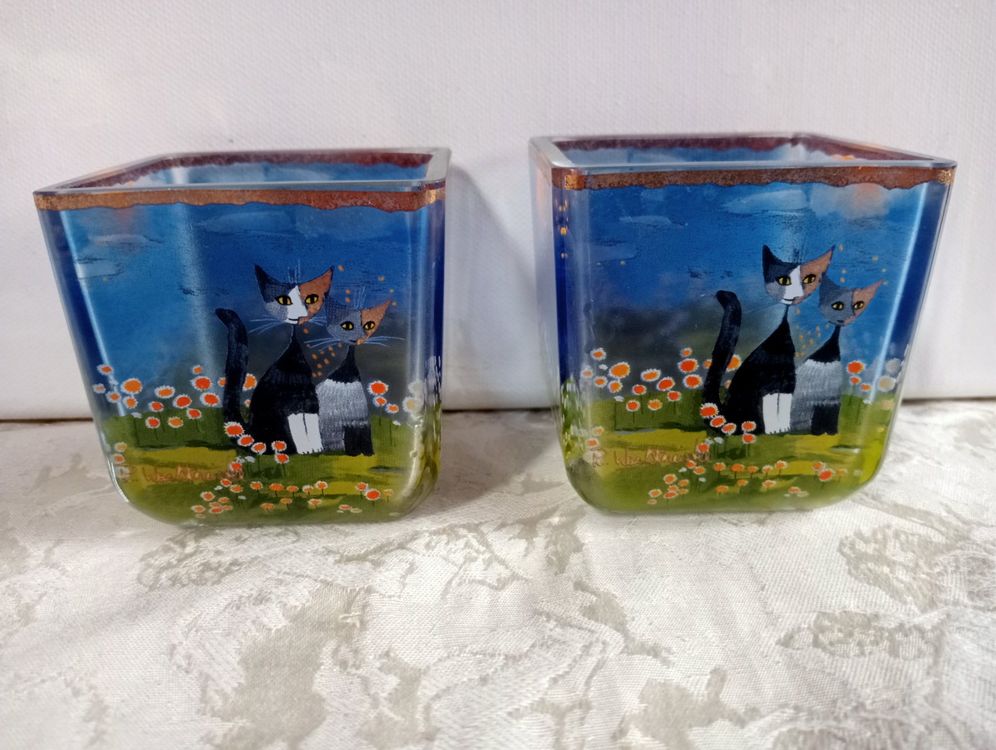 Goebel 2 Rosina Wachtmeister Handmade Teelicht Gläser Katzen (Gebraucht) in Oberdorf BL für CHF ...