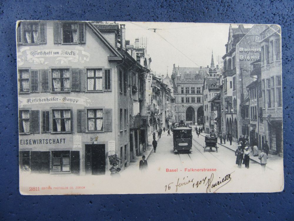 BASEL 1904 FALKNERSTRASSE RESTAURANT STÖCKLI TRAM BELEBT (Gebraucht) in Ettingen für CHF 19.95 ...