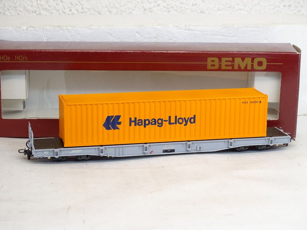 Bemo 2280 103 Flachwagen mit Container Hapag Lloyd, H0m, OVP (Gebraucht ...