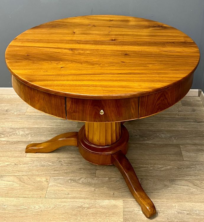 Alter Runder Säulen Tisch Holz Tisch mit Schublade (Gebraucht) in ...