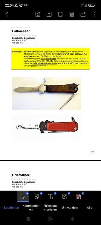 Fallmesser Bundeswehr OFW78 (Gebraucht) in Zeihen für CHF 371 – mit ...