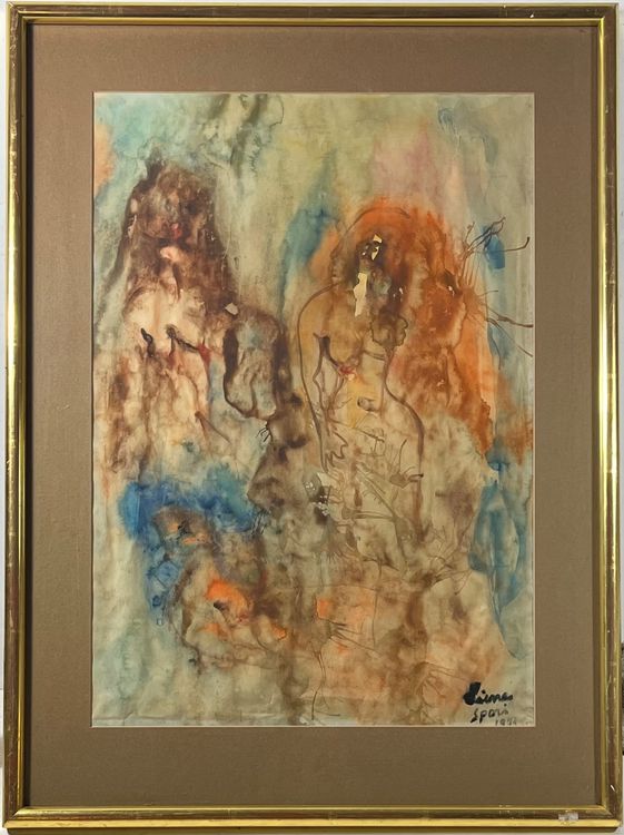 Pierre Spori (1923-1989) Grosse Abstrakte Damen Akt Aquarell (Gebraucht) in Root für CHF 44 ...