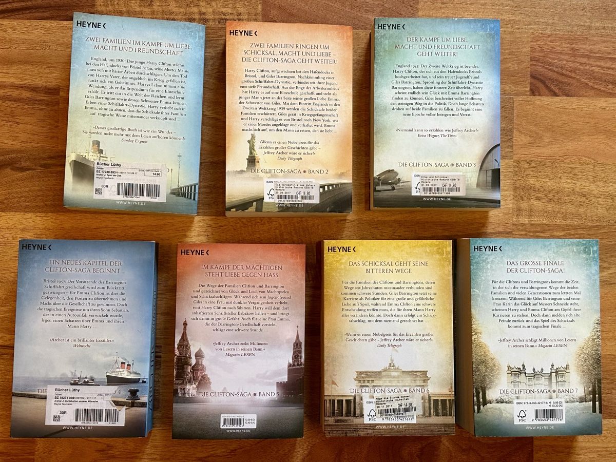 Clifton-Saga von Jeffrey Archer, komplett 7 Bände (Gebraucht) in ...