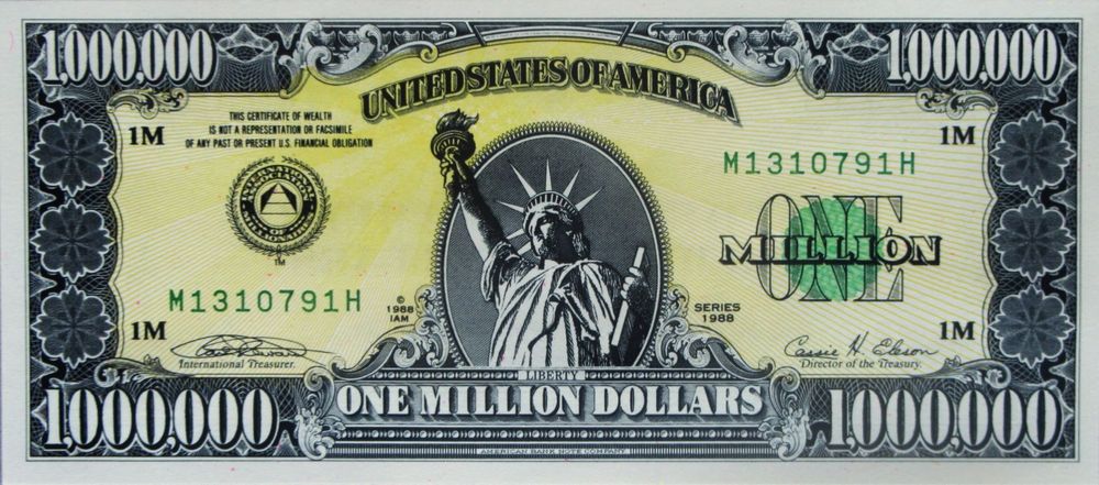 original 1 MILLION DOLLAR BILL 1988 ABNCo (Neu und originalverpackt) in ...