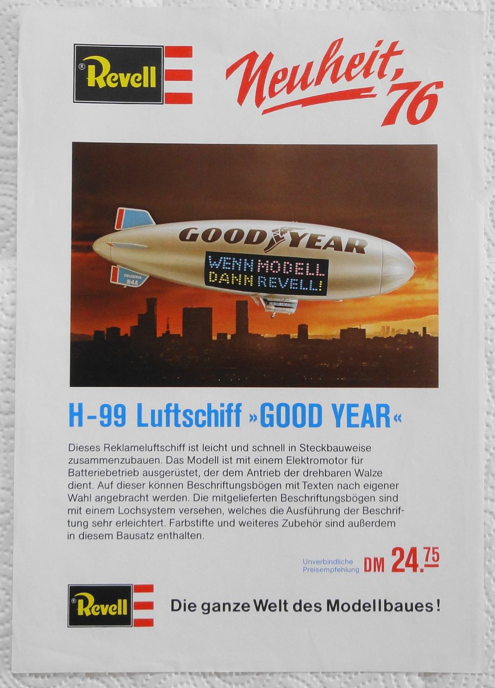 Revell Neuheit '76 H-99 Luftschiff GOOD YEAR Werbung Flyer (Gebraucht ...