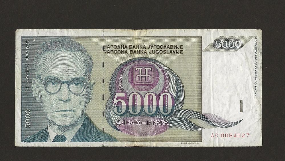 5000 Dinar Jugoslawien 1992 Ivo Andric | Kaufen auf Ricardo