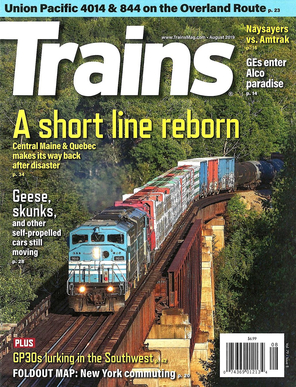 Zeitschrift Trains 08.2019, das wichtigste US-Eisenbahn-Heft (Neu ...