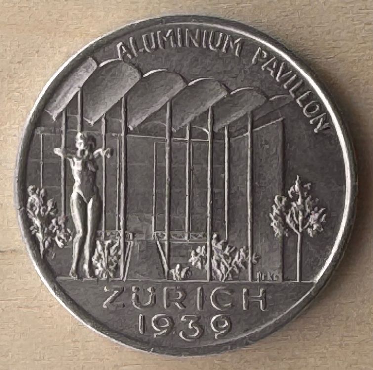 Seltene Zürcher Aluminium Pavillon Medaille von 1939 (Gebraucht) in Andwil SG für CHF 3 – mit ...
