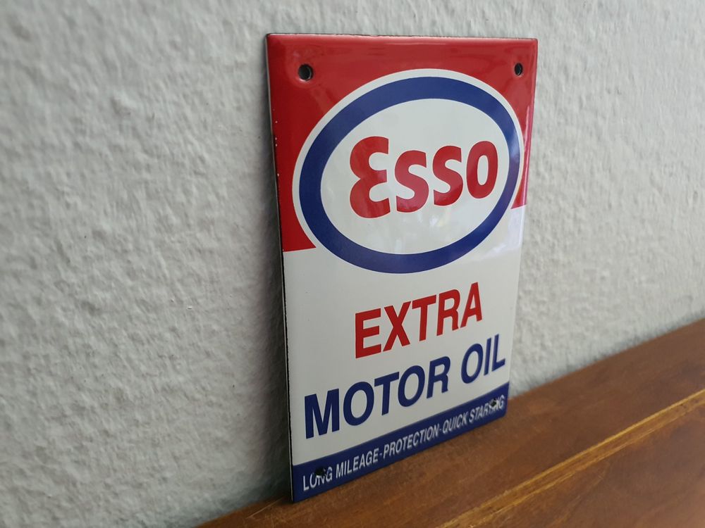 Emailschild ESSO Motor Oil Logo Emaille Schild Reklame Retro (Neu ...