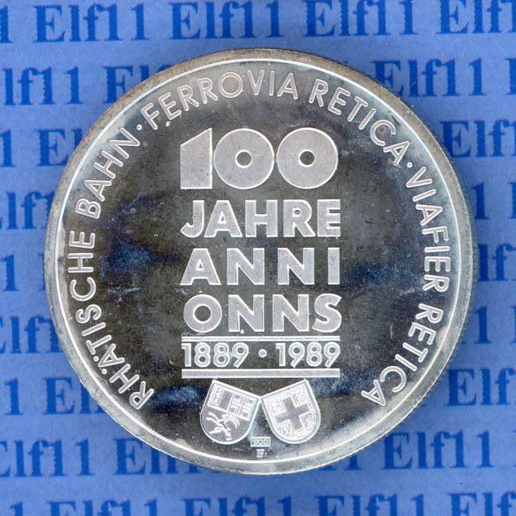 CHm___0.00 1989 100 Jahre Rhätische Bahn stgl Medaille (Neu (gemäss Beschreibung)) in Widnau für ...