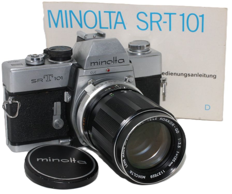 MINOLTA SRT 101 + MC TELE ROKKOR - QD 3.5 / 135 mm + Anleit. (Gebraucht) in Allschwil für CHF 39 ...
