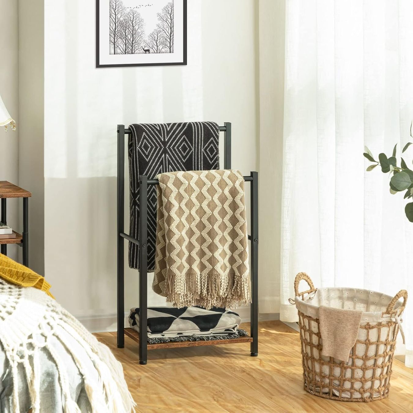 Handtuchständer Badezimmer – Metall Holzoptik, 2 Stangen (Neu und ...