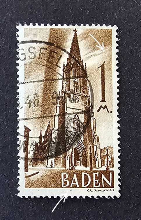 *ABART* Französische Zone Baden-Mi 13 (1947) Punkt unter A (Gebraucht ...