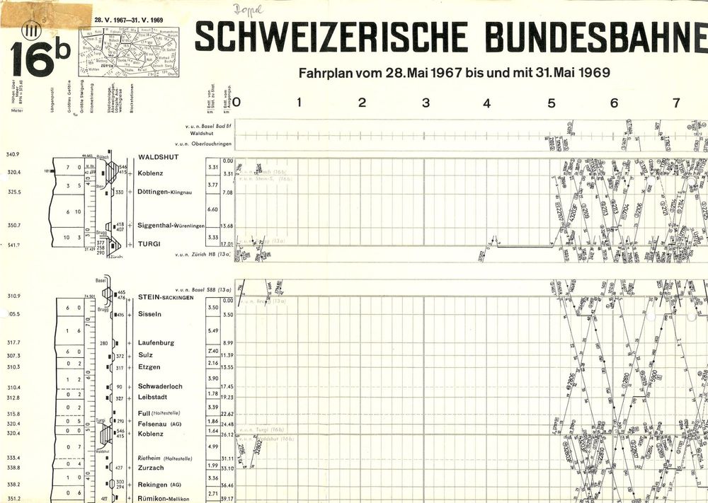 Fahrplan SBB CFF Waldshut–Turgi–Winterthur, 1969 (Gebraucht) in ...
