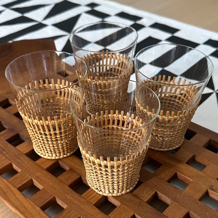 Mid-Century Modern Gläser - Wasserglas mit Flechthalter (Gebraucht) in ...