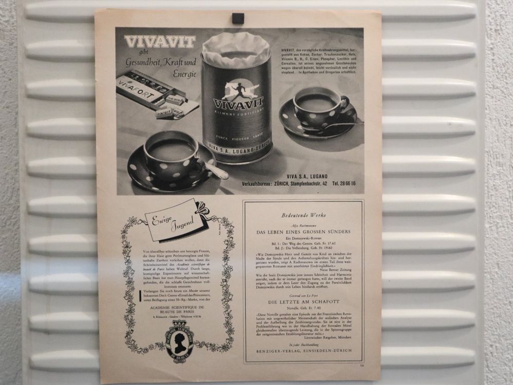 1951 Orig. Werbung Vivavit Lugano, Swissnit (Gebraucht) in Eschenbach SG für CHF 3 – mit ...