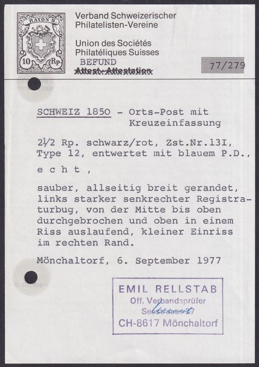 ORTS POST (T.12) mit klarem P.D. von BERN +BEFUND, K: 2300.- (Gebraucht ...