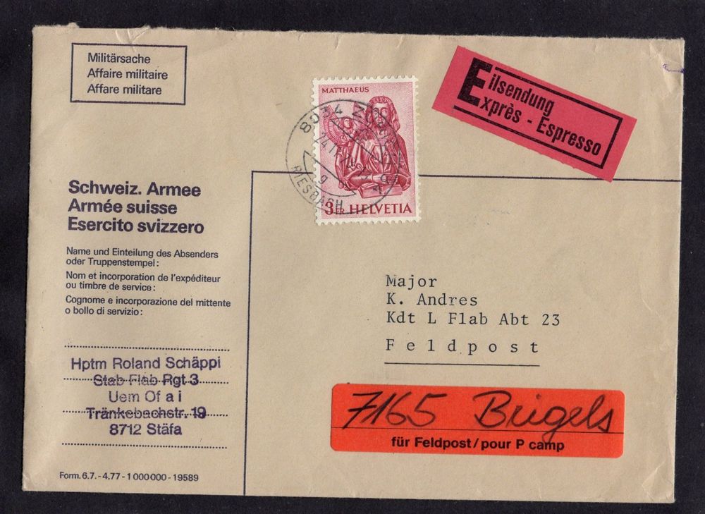 R1457 / Armée suisse lettre exprès (Gebraucht) in Ste-Croix für CHF 1 – mit Lieferung auf ...