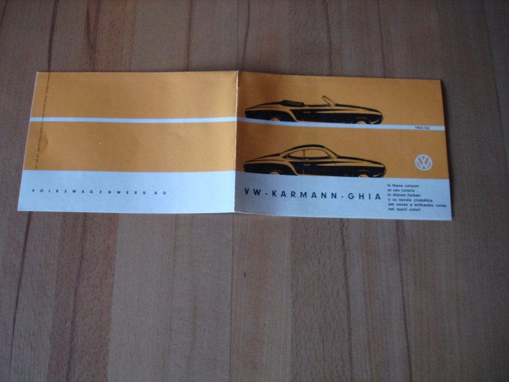 VW-Prospekt Karmann Ghia 1961/62 Farb- und Polstermuster | Kaufen auf ...