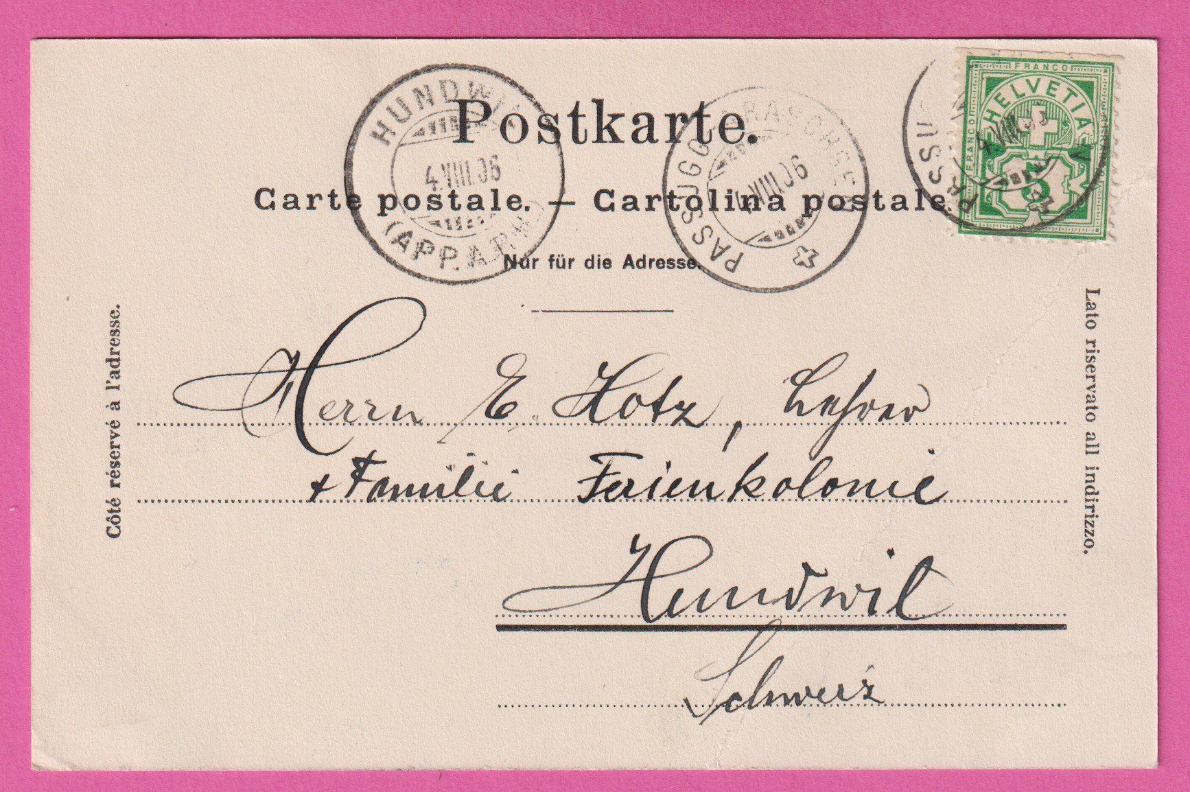 DEFEKT Passugg Araschgen gel 1906 Eingang zur Schlucht (Defekt) in Einsiedeln für CHF 1 – mit ...