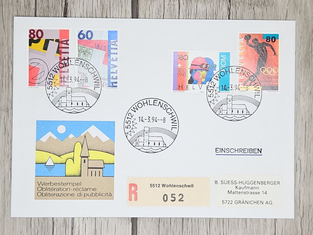 CL11 Enveloppe + Timbre Suisse 1994 (Gebraucht) in Cousset für CHF 0.85 – mit Lieferung auf ...