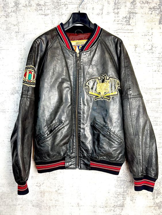 VINTAGE 90s AVIREX "VISALIA BIG BATS" LEATHER VARSITY JACKET (Gebraucht ...