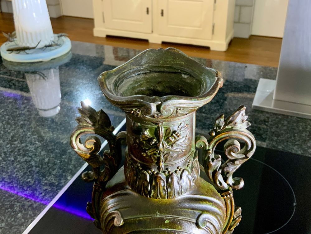 JUGENDSTIL KAMINVASE ZINKGUSS MARMOR FRANKREICH UM 1900 | Kaufen auf Ricardo