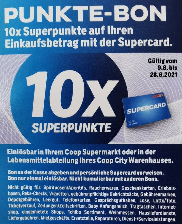 10 x Superpunkte Supercard Coop | Kaufen auf Ricardo