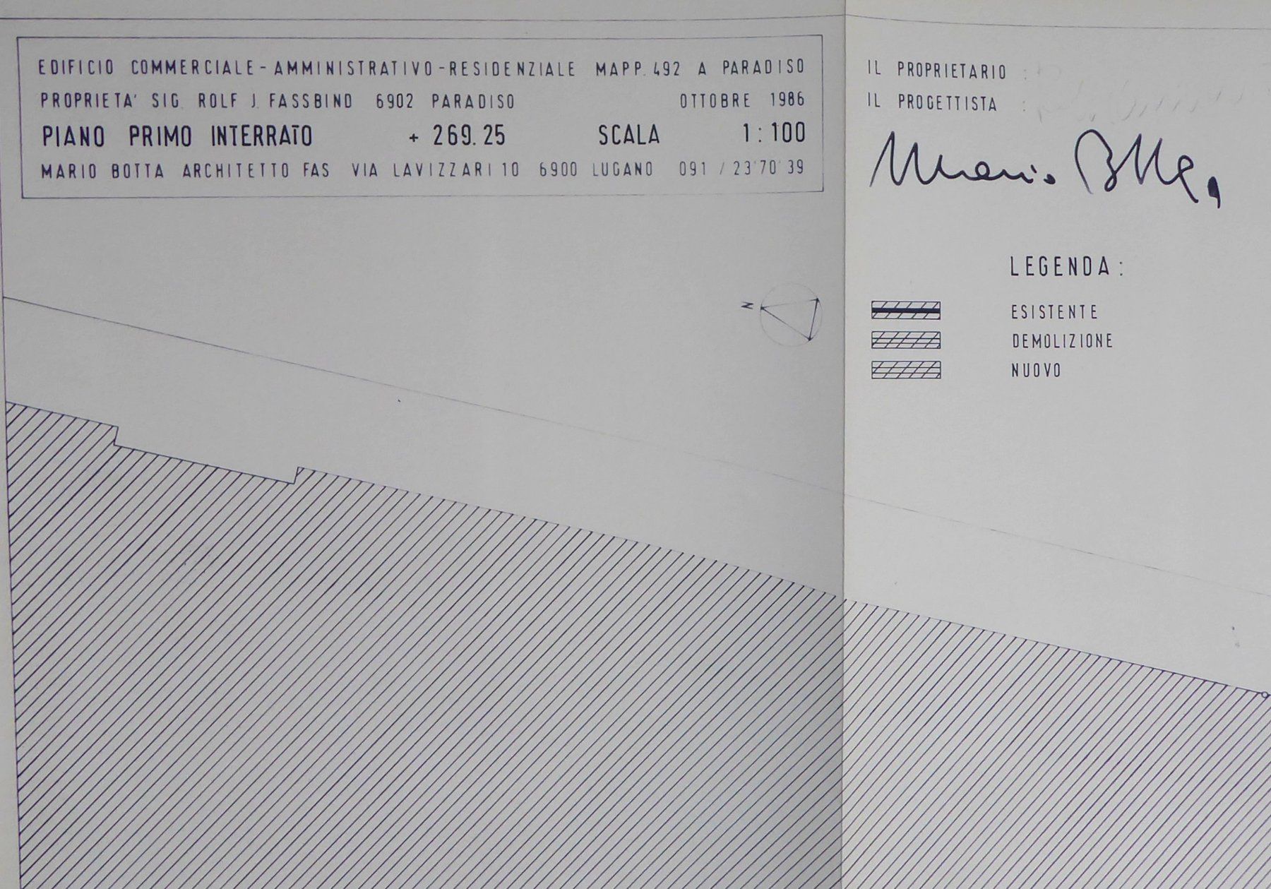 signierter original MARIO BOTTA Plan von 1986 - Architektur (Gebraucht ...