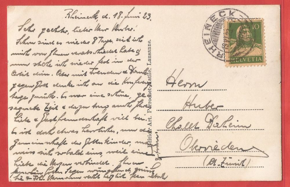 Rheineck Bahnhofstrasse - Gasthof Bahnhof - Fotokarte 1923 (Gebraucht) in Fislisbach für CHF 10 ...