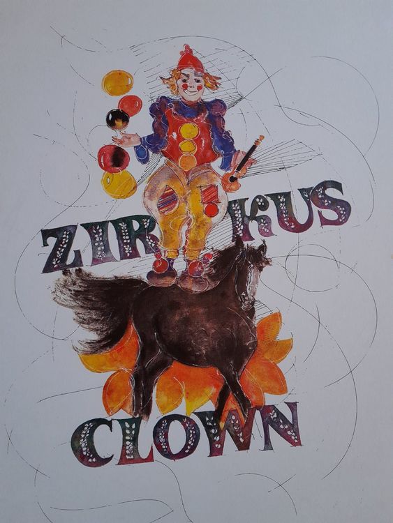 Druckbogen Plakat Zirkus Clown Thomas Tichy 1988 (Neu (gemäss ...