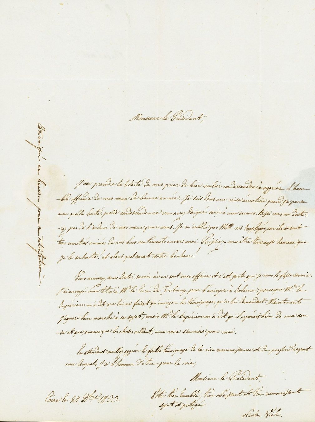 1850: blauer 2K-Stempel Chur auf Beleg nach Fribourg (Gebraucht) in ...