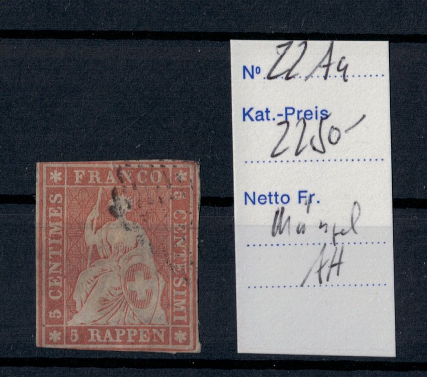 Strubel 22Aa K 2250.- mit Attest leicht angeschnitten (Gebraucht) in ...