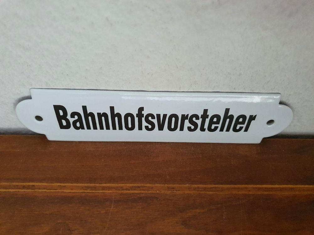 Emailschild Bahnhofsvorsteher Zug Bahn Tram Emaille Schild (Neu (gemäss Beschreibung)) in ...