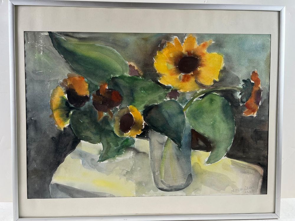 Sonnenblumen Aquarell Handsigniert Datiert. | Kaufen auf Ricardo
