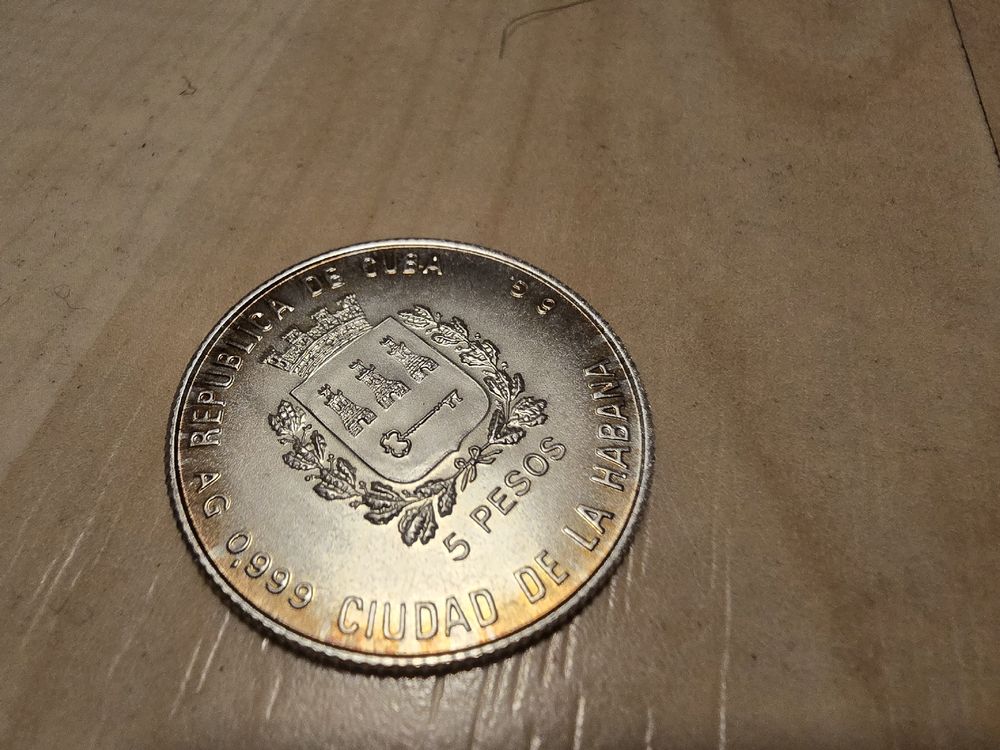 Cuba 5 Pesos Silbermuenze 0.999 - Fussball WM Italia 1990 (Gebraucht ...