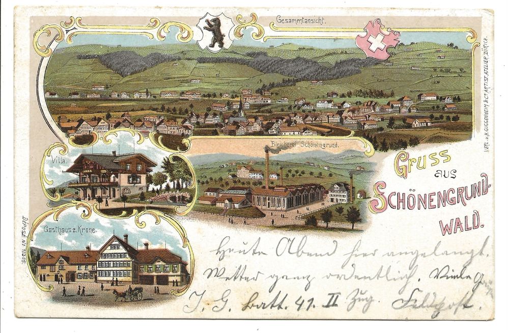Gruss aus Schönengrund (AR) Wald (SG) Krone - Litho - 1902 (Gebraucht) in Engelburg für CHF 20.9 ...