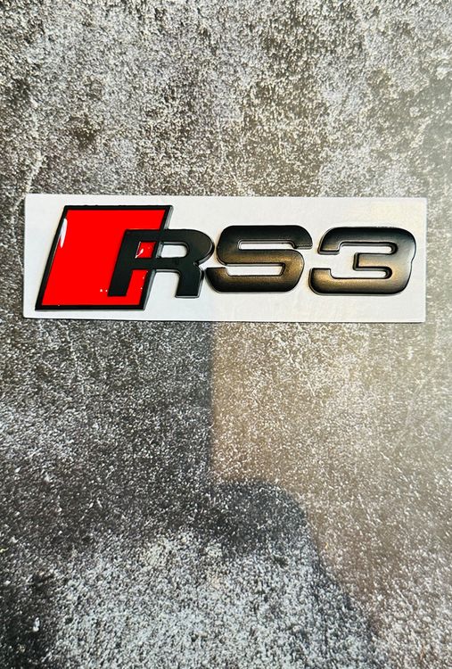Audi RS3 Emblem Schriftzug Logo aus Metall Rot/Schwarzmatt (Neu und ...