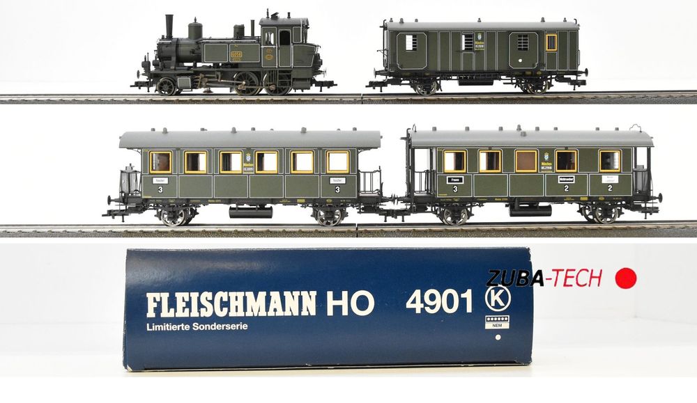 Fleischmann Personenzug der K.Bay.Sts.B 4-tlg H0 GS mit OVP (Neu (gemäss Beschreibung)) in St ...