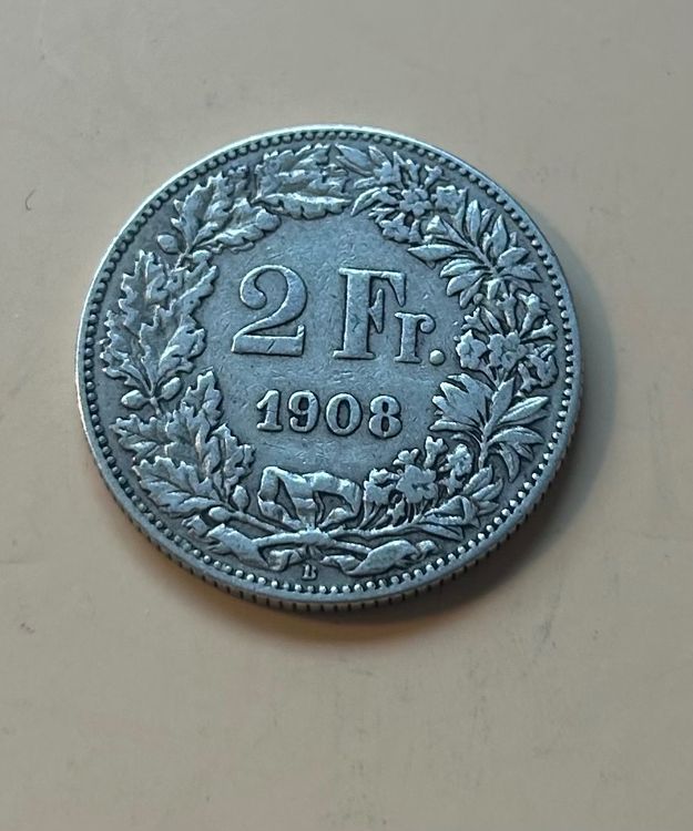 Seltene Silbermünze 2 Franken Helvetia 1908 S (Gebraucht) in Birmensdorf ZH für CHF 33 – mit ...