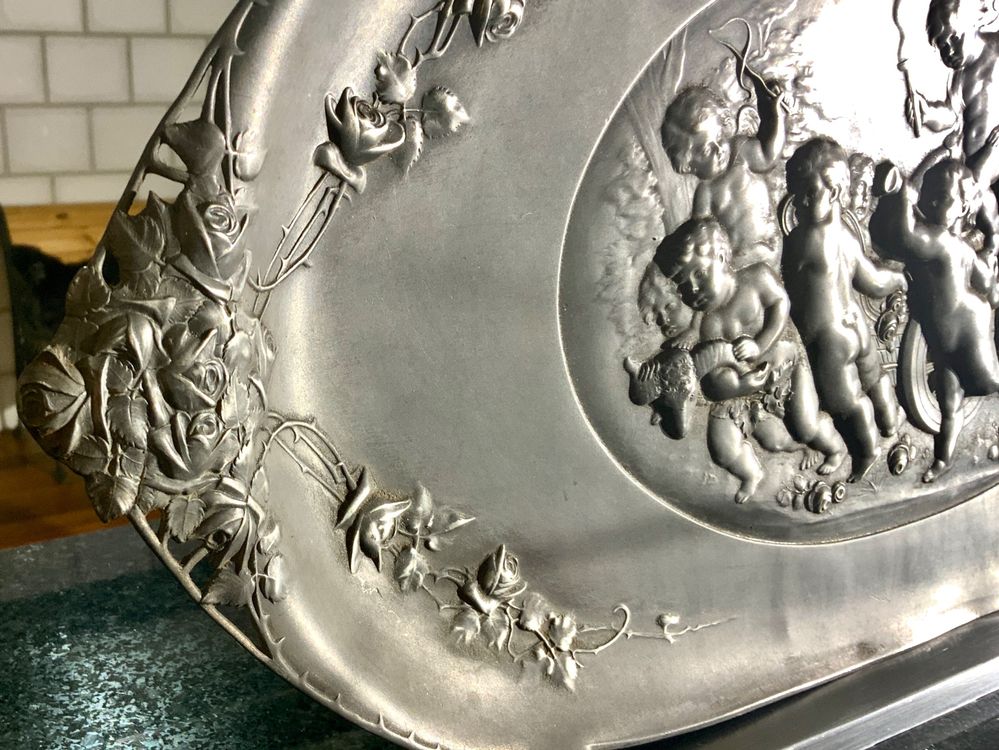 JUGENDSTIL XL TABLETT ODER WANDRELIEF ZINN HANDARBEIT,1900 | Kaufen auf Ricardo