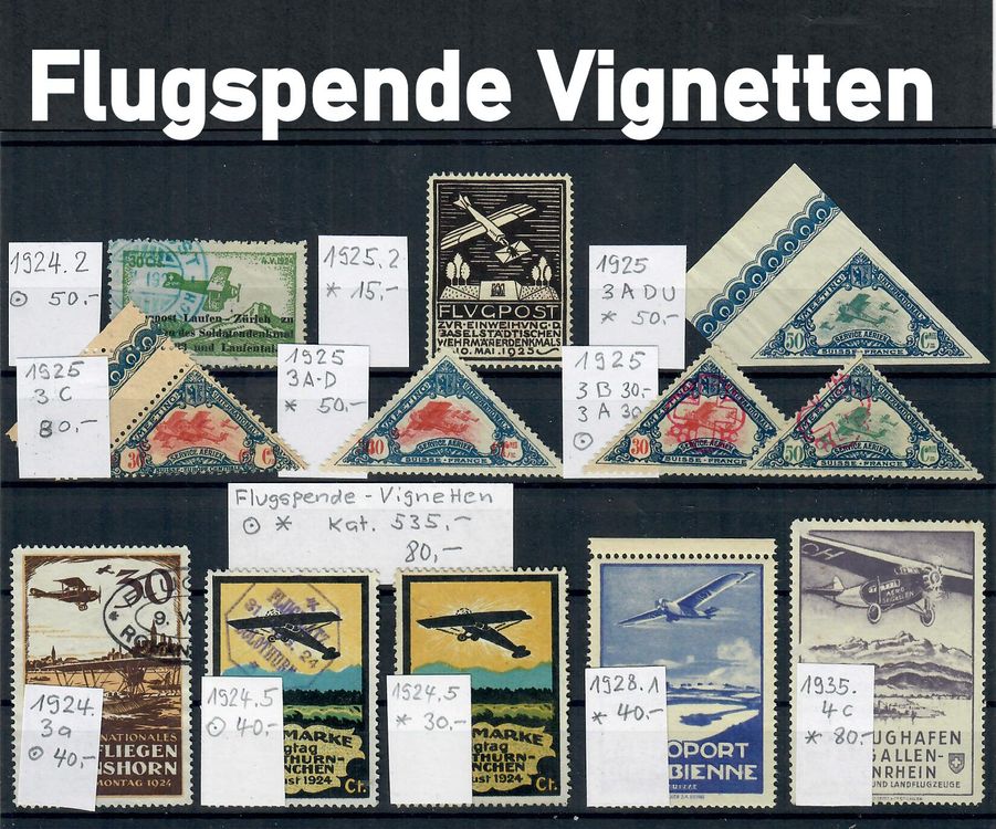 Flugspende - Vignetten. Die Marken sind alle mit Jahr + Typ (Gebraucht ...
