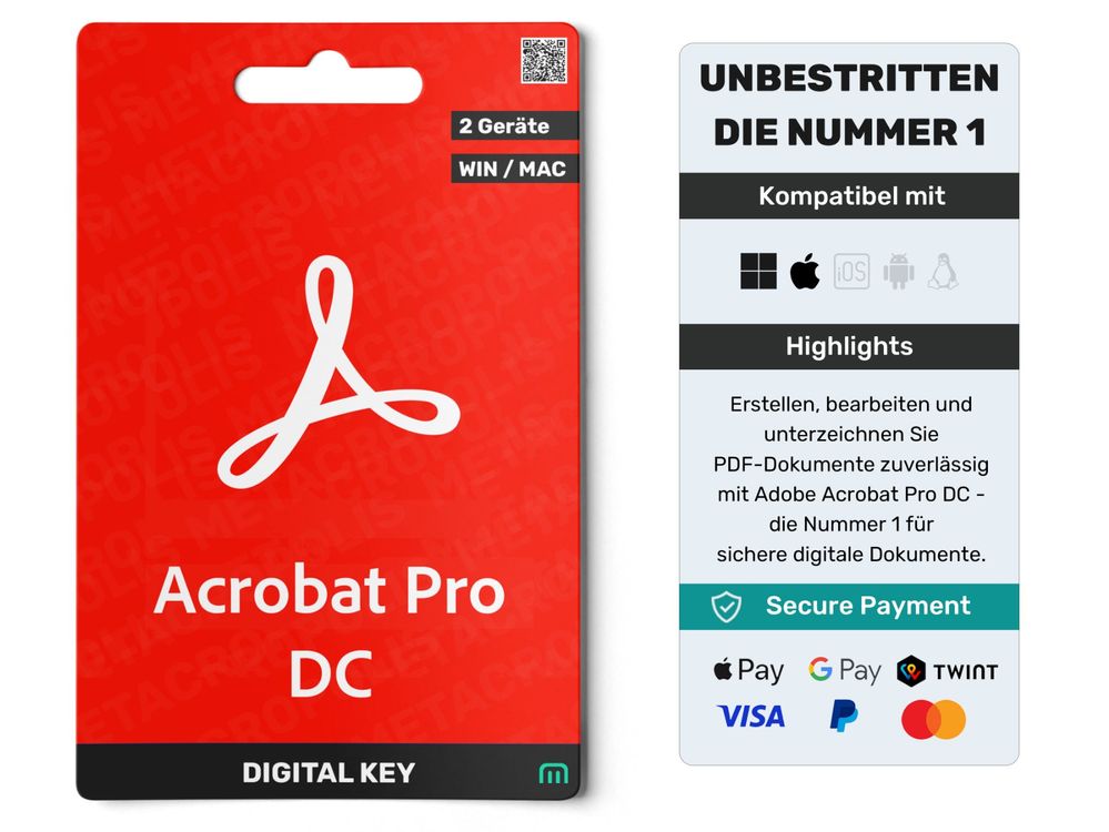 ADOBE ACROBAT PRO DC - 2 Geräte - 12 Monate - WIN / MAC (Neu und ...