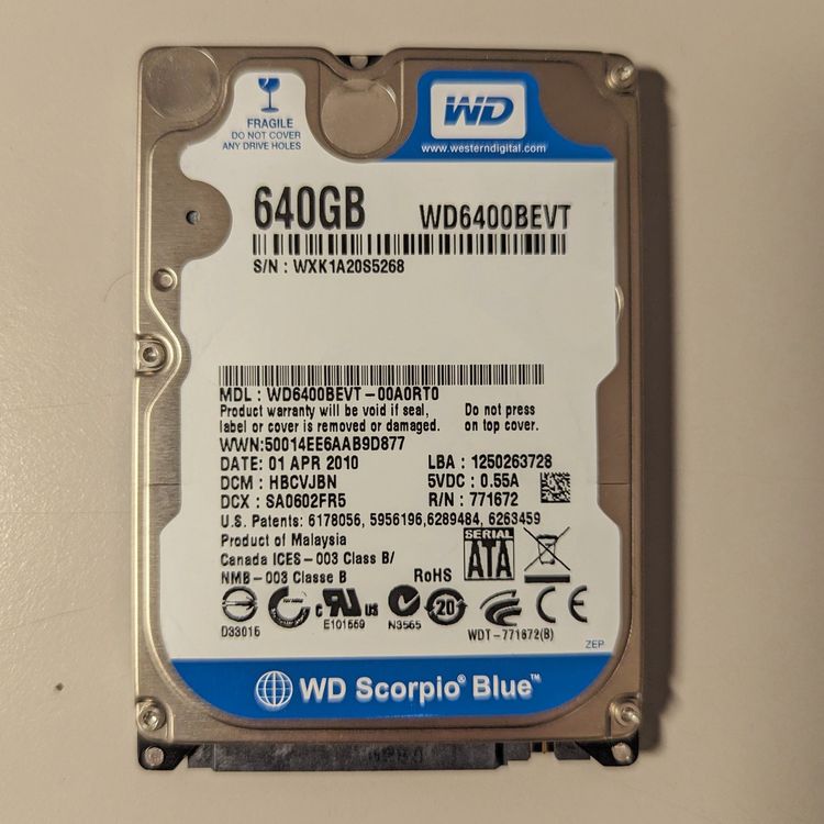 WD Scorpio Blue 640GB HDD für Laptop | Kaufen auf Ricardo