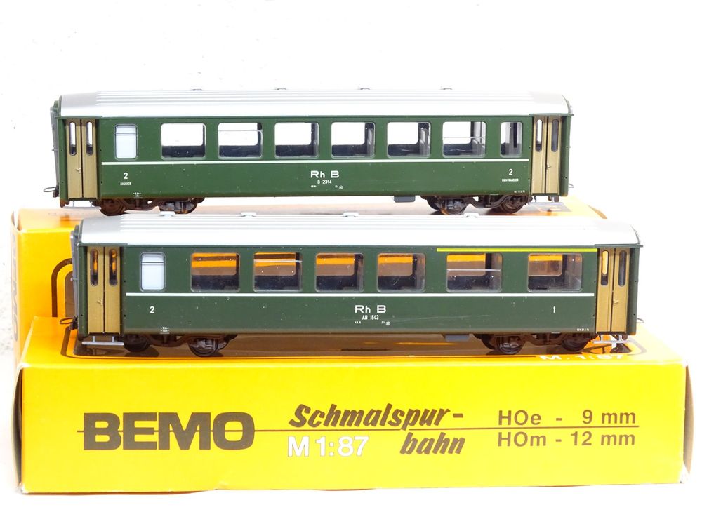 Bemo 3256 + 3254 Personenwagen RhB, AB1543 + B2314, H0m, OVP (Gebraucht) in Wohlen für CHF 31 ...