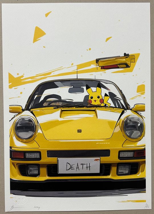 Death: Pikachu & his Porsche,POP Art, Manga, signiert 81/100 | Kaufen ...