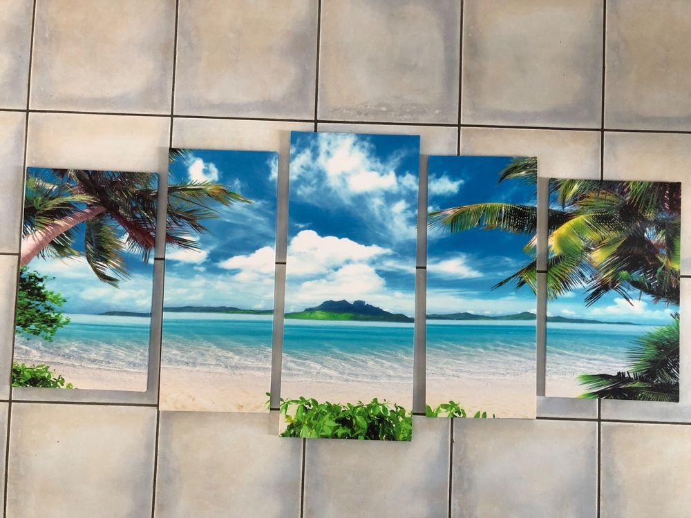 5-teiliges Bild Palmenstrand | Kaufen auf Ricardo