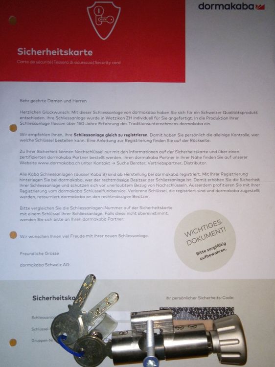 Schlosszylinder KABA 20 + 3 Schlüssel | Kaufen auf Ricardo