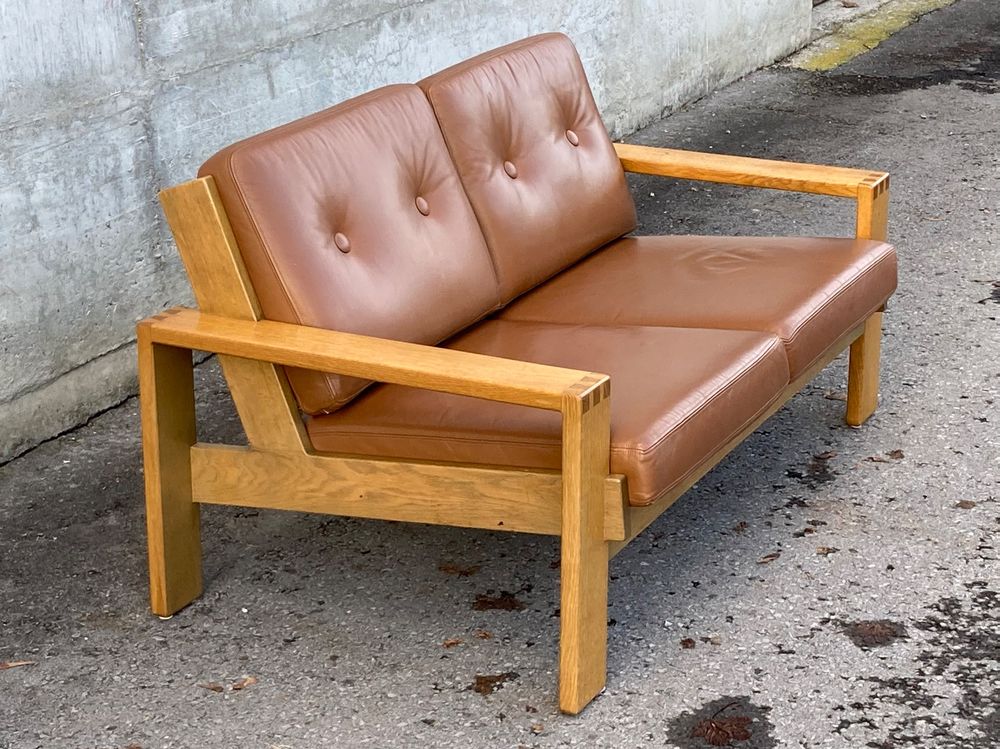 60er 70er Jahre 2er Sofa, Leder Holz (Gebraucht) in Lüchingen für CHF 484 – nur Abholung auf ...